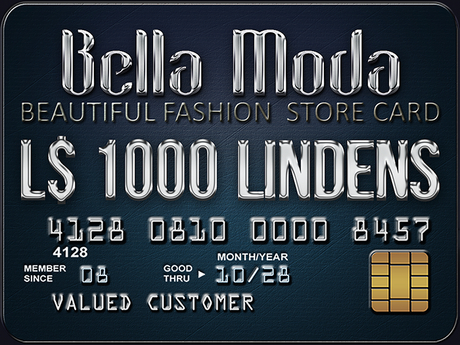 Second Life Marketplace - Bella Moda: Store Card / Gift Card L$1000